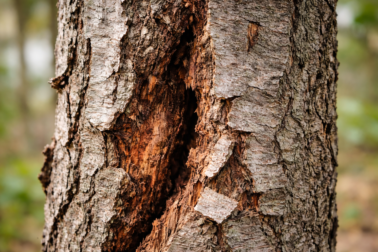 Rinde Am Baum Beschadigt